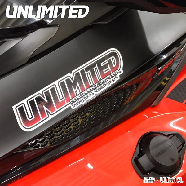 サイズ：24cm(10")UNLIMITED一目でわかるスタンダードなデザインのロゴステッカーです。ジェット本体はもちろん、車や日用品にもぜひ貼ってほしい1枚。