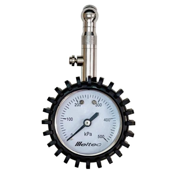 ●タイヤ空気圧の計測・調節が簡単●減圧機能付き●計測値保持機能付●360°回転チャック●最大計測値：500kPa●材質：本体 スティール、ゲージ：アルミニウム＋AS、プロテクトラバー：合成ゴム●本体サイズ：約68(W)×120(H)×34(...
