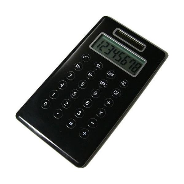 厚さ4mmの軽量薄型のアルミソーラーカリキュレーター！システム手帳のお供に！　贈り物に！[機能] 8桁表示電卓[サイズ] 100×54×4mm[電源] LR1130電池×1個、ソーラー[材質] アルミ