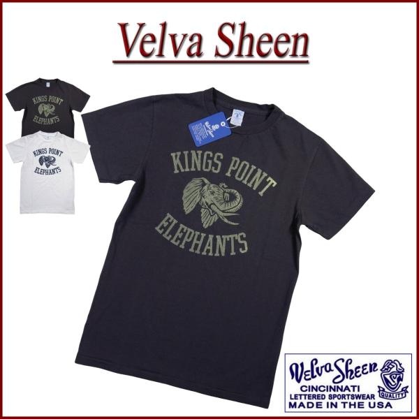 コットン 100%新品未使用 【Velva Sheen】【ベルバシーン】【MADE IN USA】USA産 Blue Label ブルーレーベル KINGS POINT ELEPHANTS TEE ロゴ プリント 半袖 Tシャツです!193...