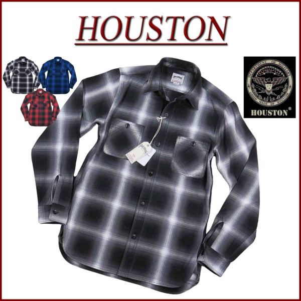 コットン 100%新品未使用 【HOUSTON】【ヒューストン】HEAVY FLANNEL OMBRE CHECK WORK SHIRT マチ付 長袖 ヘビーウェイト ビエラ オンブレチェック ワークシャツ ヘビーネルシャツです!しっかりと...
