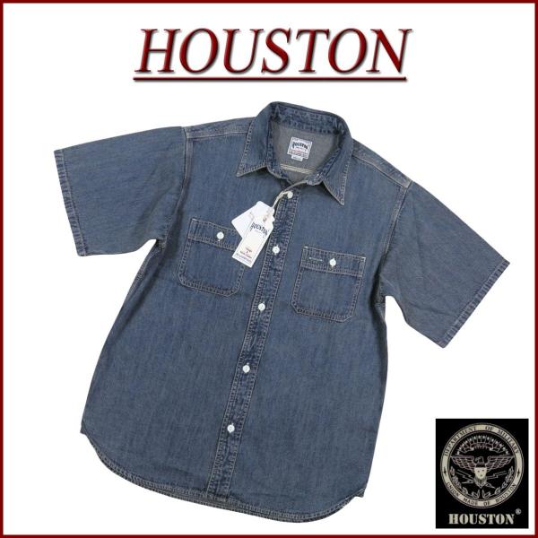 コットン 100%新品未使用 【HOUSTON】【ヒューストン】SLAB DENIM S/S WORK SHIRT ビンテージウォッシュ 半袖 スラブ デニム ワークシャツです!8オンスのスラブデニムを使用した飽きのこないデザインで長く愛用...