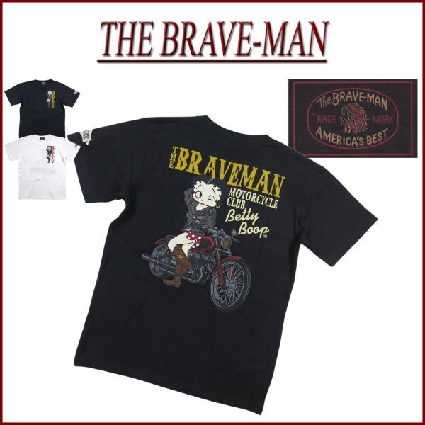 綿 100%新品未使用 【THE BRAVE-MAN× BETTY BOOP】SHORT SLEEVES T-SHIRT ザ・ブレイブマン × ベティ・ブープ コラボ ロゴ 刺繍 プリント ワッペン付 半袖 Tシャツです!すっきりとした首周...