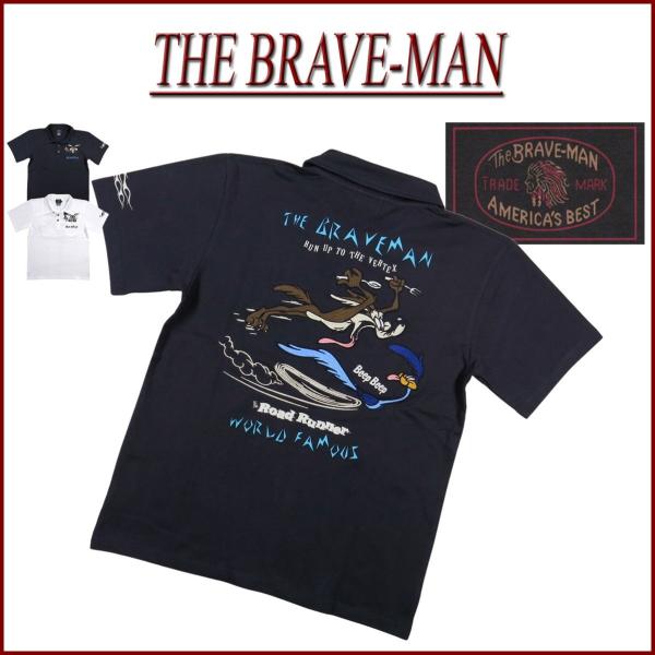 綿 100%新品未使用 【THE BRAVE-MAN × LOONEY TUNES】バンソン × WILE E COYOTE ワイリー・コヨーテ ロード・ランナー コラボ ロゴ 刺繍 プリント 半袖 ポロシャツです!タグはボックスタグとLO...