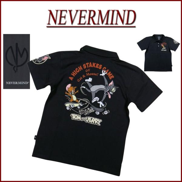 綿 100%新品未使用 【NEVERMIND× TOM &amp; JERRY】ネバーマインド × トムとジェリー コラボ ロゴ 刺繍 半袖 ポロシャツです!アメリカで古くから親しまれてきた、おっちょこちょいなネコのトムと頭脳明晰なネズミの...
