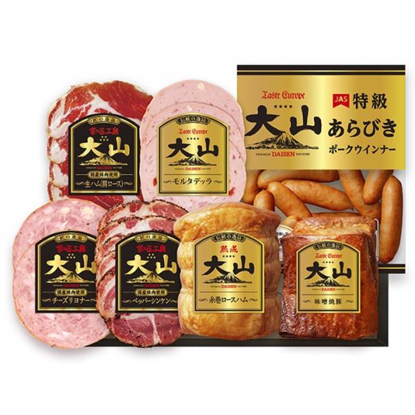 豚ロース肉を一本一本丁寧に糸で巻いてスモークした熟成糸巻ロースハム。味噌をたっぷり加えた特製ダレに漬け込み香ばしく焼き上げた味噌焼豚に加え、国産豚肩ロース肉に黒粒胡椒をたっぷりまぶし香ばしく焼き上げたペッパーシンケン、白樺チップで燻した芳醇...