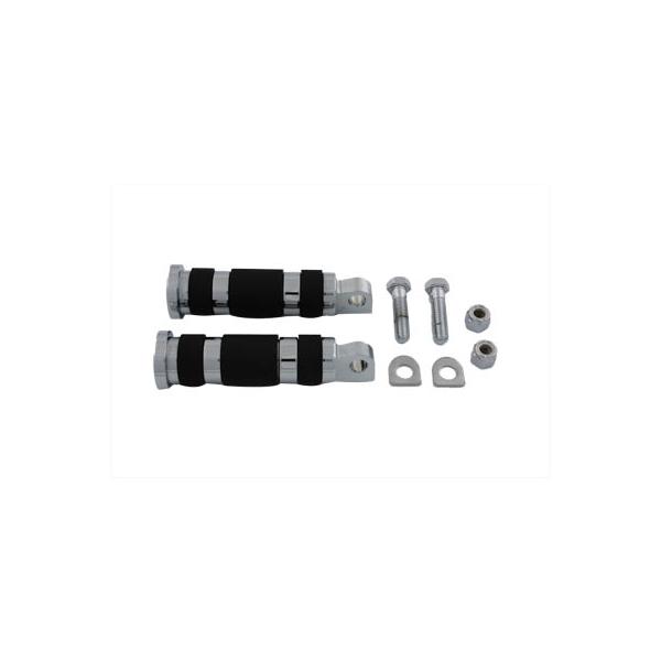 27-0615ペグ シャフト クローム ボディ ラバー イン レイ インサート オス エンド マウント Chrome Magna Ring Style Passenger Footpeg Set female mounting block ...