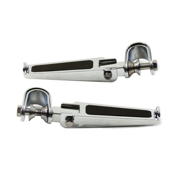 27-0979フット ペグセット クランプ クローム 優れたグリップ 振動 低減 ラバー インサート Chrome Chopper Style Footpeg Set 49144-86 ハーレーフットペグセットのクランプはクロームで、優れた...