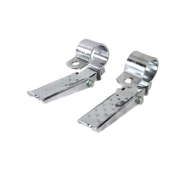 27-1503フットペグ セット クロム 鋼 銀 シルバー ストック スタイル ペグ チェリーペグ Stock Style Footpeg Set Chrome with 1-1/2インチ engine bar 49100-73 ハーレーフ...