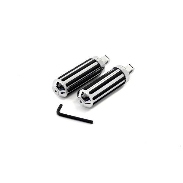 27-1631レイラースタイル ドライバー フットペグ セット Railer Style Driver Footpeg Set ハーレーオスうんどマウントフットペグセットは、小径のペグを備え、クロムボディとゴムレールが挿入されているため、良...