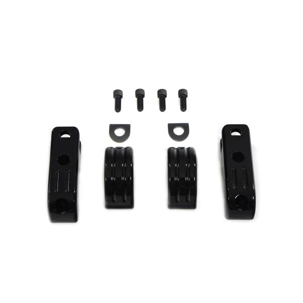 27-1788ブラック エンジン バー フットペグ マウント Black Engine Bar Footpeg Mount ハーレー2ピースのブラックエンジンバーフットペグマウントは、CNC加工されたビレットアルミニウムから製造されており、...