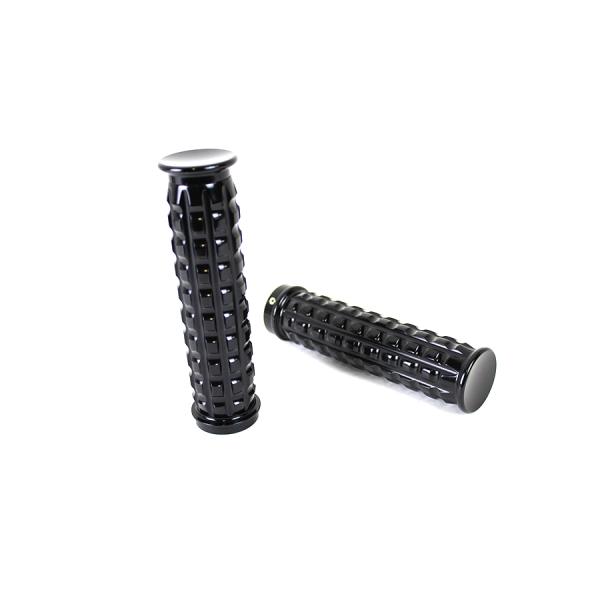 28-0663ブラック 黒 グレインド スタイル ハンドルバー グリップ Grained Style Handlebar Grip Set FLST 2016-UP FXST 2016-UP FLT 2008-UP ハーレーGrained ...