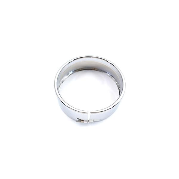 33-0607クローム フレンチ アウター ヘッド ランプ トリム リム ストック  復刻 当時物 希少 Outer Headlamp Chrome Frenched Trim Ring FX XL  FXR 69625-99 ハーレークロ...