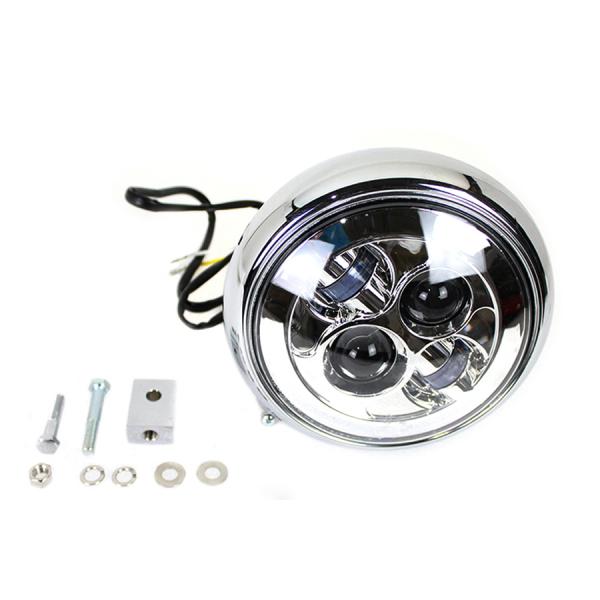 33-1454ヘッドライト ヘッドランプ 7インチ LED アッセンブリー 12ボルト LEDランプ ボトム マウント タイプ クロームシェル 強固 当時物 復刻 激レア 希少 ハーレー7インチLEDヘッドランプアッセンブリーには、真の12...