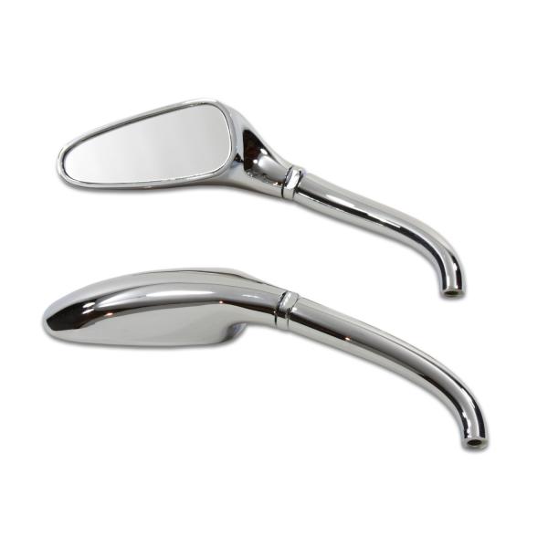 34-0350ラウンド ステム クローム付き 3D スタイル ミラー セット 3D Style Mirror Set with Round Stems Chrome All 1965-UP models for left and right...