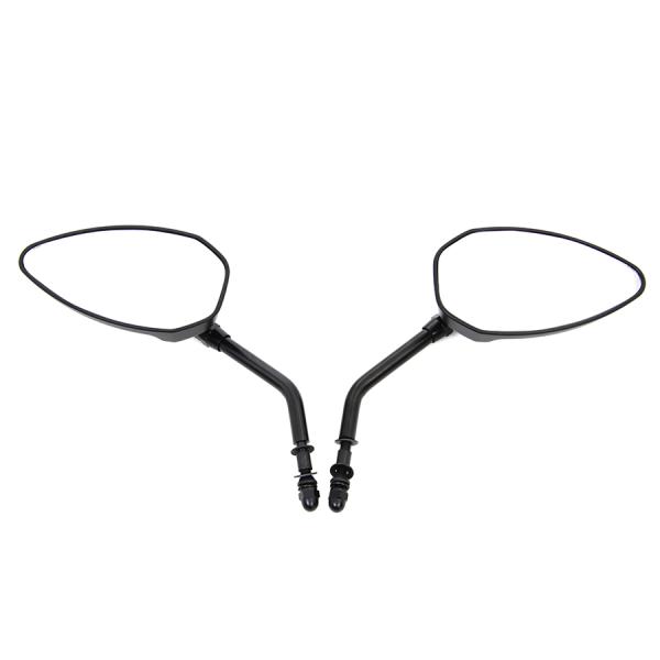 34-0419丸い スチール ステム 黒 三角形 ミラー ハンドル バー コントロール ハードウェア トップ マウント 2個セット 左右両用 riangle Mirror Set with Round Stems ハーレー丸いスチールステム...