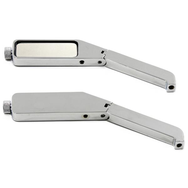 34-0698クローム スムース 長方形 ミラー セット ビレット ステム 調整可能 角度面 左右両用 Chrome Smooth Type Mirror with Billet Stem ハーレークロームの滑らかな長方形のミラーセットは、...