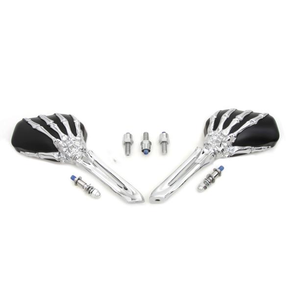 34-1319骨型 ステム クローム スケルトン ミラー セット Skeleton Mirror Set with Bone Shaped Stems Chrome All 1965-UP models for left and right...