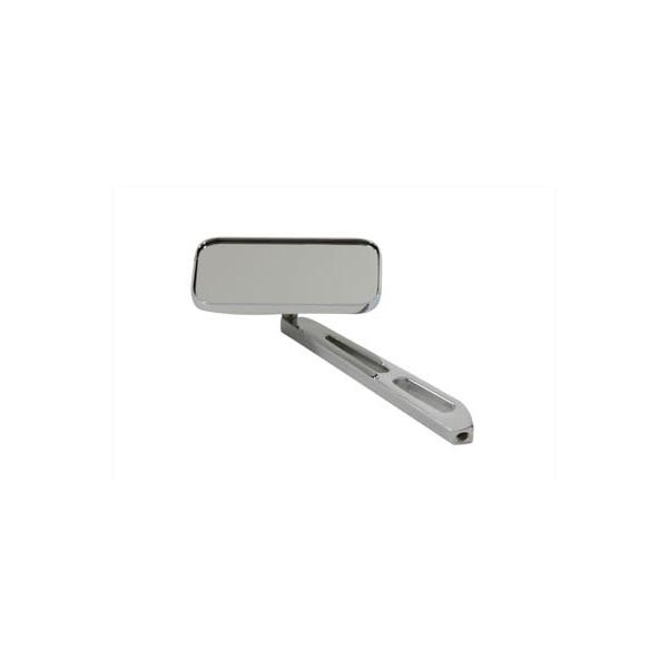 34-6023ビレット ステム 長方形 ミラー クローム 左右両用 Rectangular Mirror Chrome with Billet Stem FITS All 1965-UP models for left or right s...