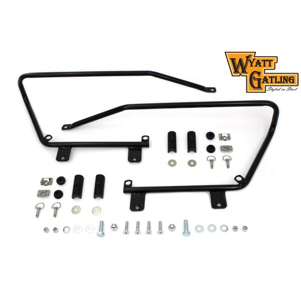 49-2677サドルバック ブラック 黒 ブラケット スタッズ キット 左右 Saddlebag Brackets and Stud Kit Black FLST 1986-2017 FXST 1984-2017 ハーレークロームの仕様もあ...