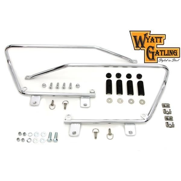 49-2678サドルバック クローム ブラケット スタッズ キット 左右 Saddlebag Brackets and Stud Kit Chrome FLST 1986-2017 FXST 1984-2017 ハーレーブラック 黒の仕様も...