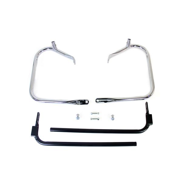 51-1057クローム リア エンジン ガード バー 左右セット サドルバック サポート Rear Engine Bar Set FLHT FLHR FLTR 1997-2008 ハーレーRear engine bar set with c...