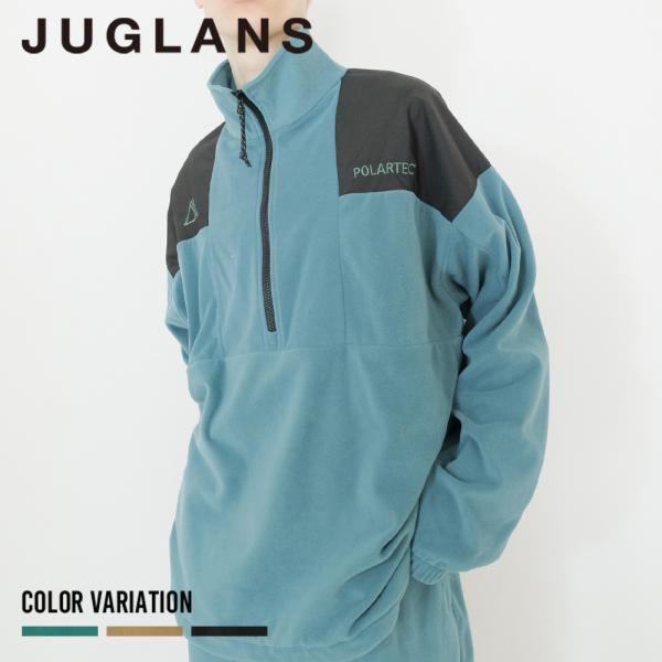 【 商品説明 】JUGLANSより、ポーラテック素材のプルオーバーブルゾンが登場しました。 ポーラテックとは、フリースの保温性や軽量性を残したまま、風を通すという弱点も克服した防寒素材。 トレンドのハーフジップスタイルで、首元までしっかり暖...