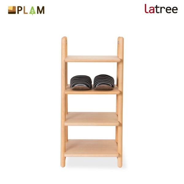 PLAM Latree スリッパラック2 縦型 ビーチ+ウォルナット 小さな無垢の木 幸せインテリア 飛騨家具 プラム ラトレ /スリッパラック 木製 スリム おしゃれ 北欧 スリッパ収納 スリッパ立て 4段 シューズラック