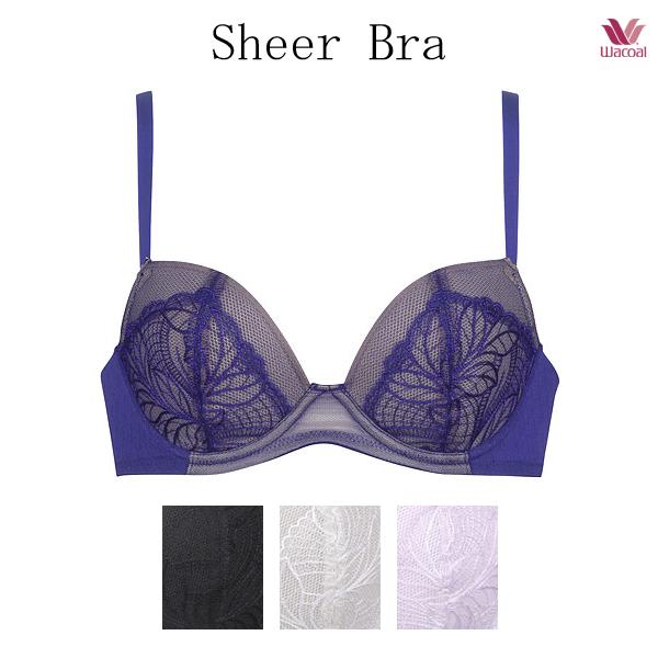 ワコール [Sheer Bra] シアーブラ 3/4カップブラふわっと軽い。風のように爽やか。・さまざまな姿勢のときでも、バストケアシートが密着して、バストが動かず、無重力状態に近いまる胸をキープ・透明感があり通気性にすぐれた、軽くてラクな...