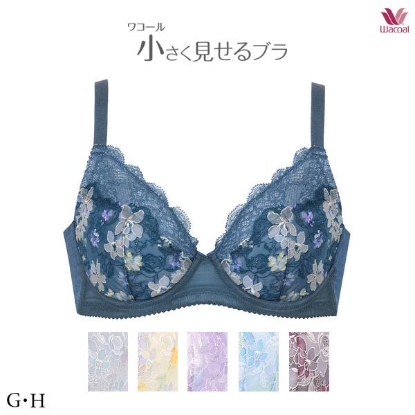 ワコール [小さく見せるブラ] 3/4カップブラ(レーシィタイプ)ボリュームを上下のカップに逃してコンパクトに。・バストの突出をおさえ、トップ周径を効率的に減らすことで、着やせ効果のあるブラジャー・バストトップからサイドを押さえるほっそりシ...