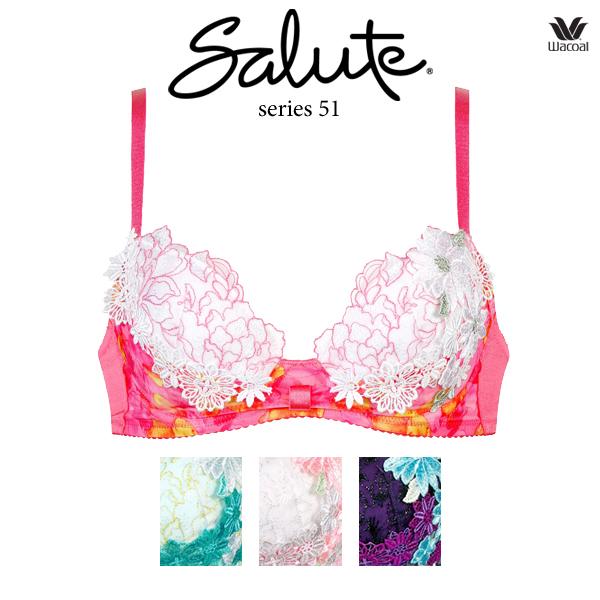 サルート[Salute] 3/4カップブラジャカランダの花とワイルドフラワーが咲き乱れる南アフリカの大自然をイメージ。レースに色とりどりのプリントをのせたリズミカルな配色。煌めくラメ糸のアップリケ。身につければテンションも上がる、キラキラと...