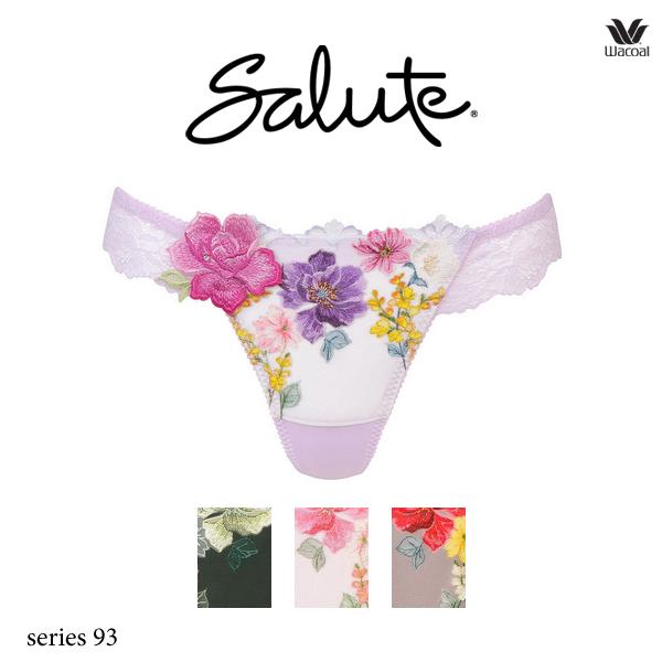 サルート[Salute] ショーツ(Tバック)サルートが鮮やかに描いたのは、仕事や恋に忙しいニューヨークの女性たちが繰り広げるドラマの世界。毎日をいきいきと前向きに生きる彼女たちのファッションから想像を広げ、ハッピーなフラワーモチーフで華や...