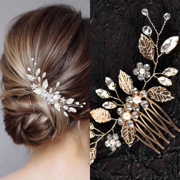 ラインストーン・パール・メタルリーフを丁寧に繋げたボタニカルデザインのかんざし・髪飾り。和服と洋服どちらにも合わせやすい上品な色使い＆デザインが特徴です。ワイヤーを曲げることで簡単に形付け可能ですので、ヘアスタイルに合わせて自由にアレンジし...