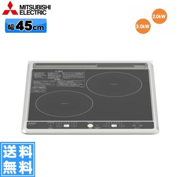 三菱電機［MITSUBISHI］IHクッキングヒーターCS-G217B45cmトップトッププレート色：ブラック定格電圧・消費電力：単相200V・4,0Kw(20A)外形寸法：幅442x奥行520x高さ93,5mm質量：約8,5Kg[返品・交...
