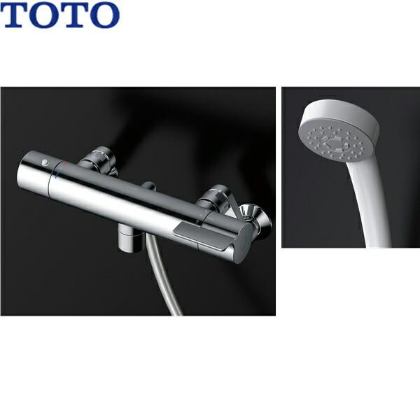TOTO サーモスタット混合水栓TBV03409J1一般地仕様逆止弁メタル洗い場専用スパウト0mm本体-ホース接続ねじG1/2樹脂ホース(シルバー)シャワーヘッド：コンフォートウェーブシャワーハンガー：ノーマル