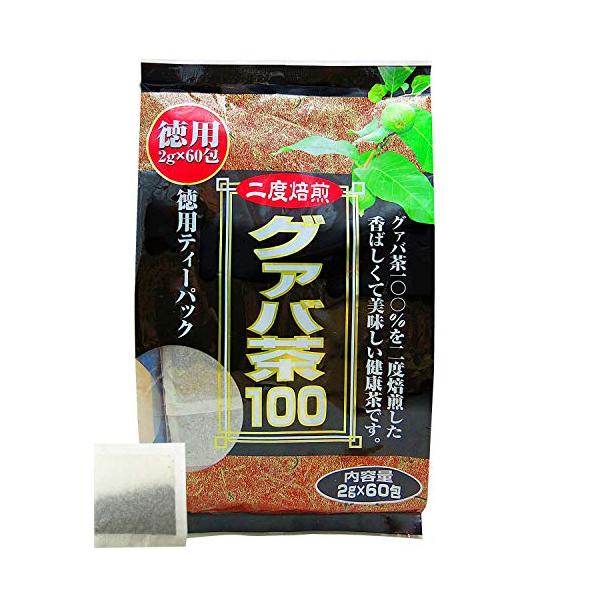 内容量:2g×60包商品サイズ(高さ×奥行×幅):300mm×50mm×170mm原材料 : グァバ茶グァバ茶を100%使用し、独自の二度焙煎製法により、味・香りをそのままに、美味しくお召し上がれる健康茶です。