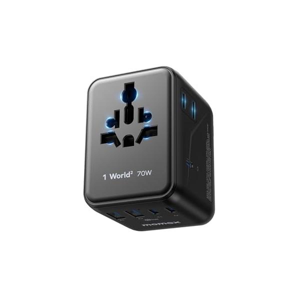 【最新改良型 コンパクトモデル】 MOMAX最新モデルの海外変換プラグは、最大70Wの急速充電性能はそのままに、従来品よりさらに小型を実現、携帯性が大幅に向上しました。新たにAC差込口を1口追加し、2つの充電器を同時に使用できるようになりま...