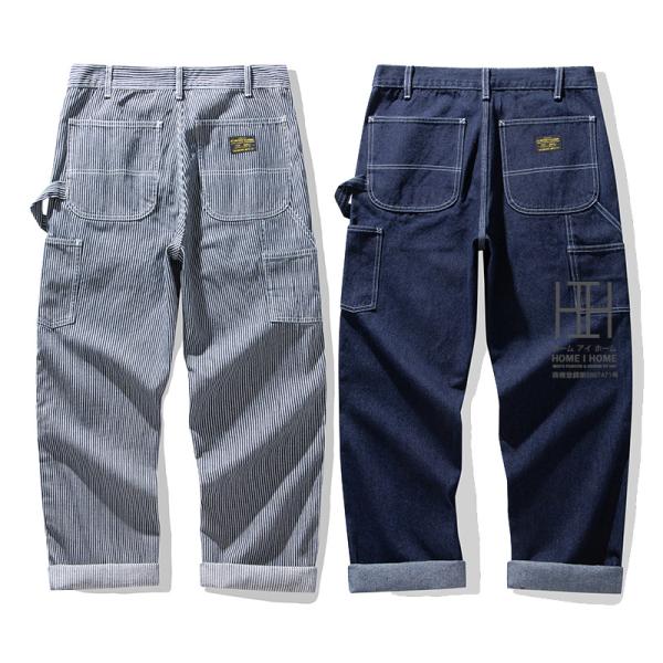 DUNGAREES ダンガリーズ ペインターパンツ デニムパンツ ジーンズ メンズ カーゴパンツ ワークパンツ ストレート 13.5oz 11.5oz Denim インディゴ ウォッシュ加工済み 多ポケット おしゃれ ストライプ柄 ライト ...