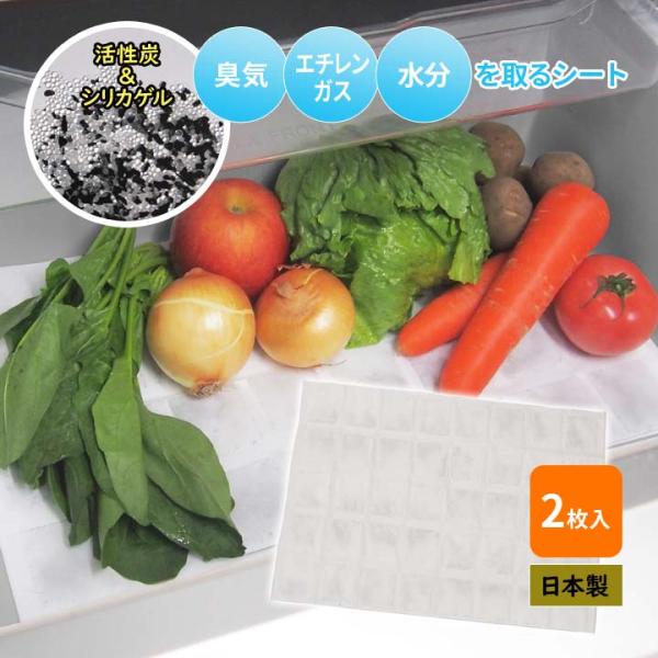 【商品名】野菜室シート シャキット 2枚入【材質】活性炭・シリカゲル・ポリエステル不織布【サイズ(約)】50×35cm(1枚)【重量(約)】62g【使用期限(約)】3ヶ月【カラー】ホワイト【生産国】日本製【ご注意】※画面上と実物とでは多少色...