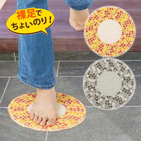 【商品名】玄関ステップ ちょいのりマット【材質】PVC【サイズ(約)】φ27×厚1cm【重量(約)】137g【カラー】オレンジタイル・グレータイル【生産国】中国【ご注意】※商品により柄の出方が異なります。※画面上と実物とでは多少色が異なる場...