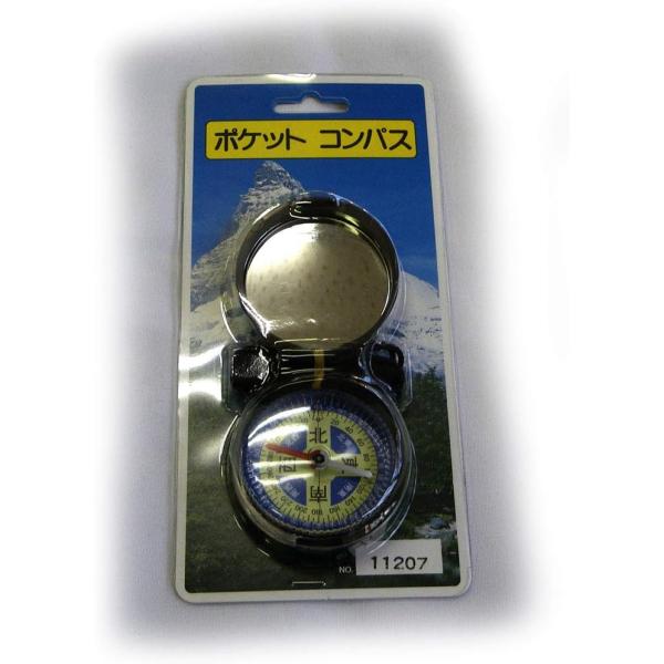 開閉キャップ付、キャップ内面ミラー付、サイズ：直径約5cm、方位：和文、紐付き