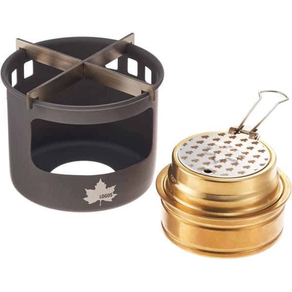 収納サイズ/総重量:(約)直径9×高さ10cm/(約)180g、[ソロカマド](約)直径10×高さ8cm、[アルコールバーナー](約)直径7.5×高さ5cm/110ml、燃焼時間:(約)145分、構成:ソロカマド、アルコールバーナー、ゴトク...