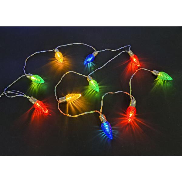 室内用、電池式、使用電池：単3電池2本（別売）、サイズ：約長さ135cm（ライト部分）、球間：約15cm、キャップサイズ：約直径2×高さ3cm、常点灯、電球色LED10球、キャップ色：4色（赤・緑・黄・青）、重量：約100g、素材：PC、ご...