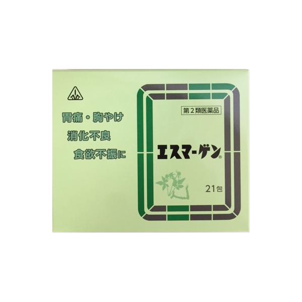 健胃・制酸・消化の効果を中心に、胃腸の機能回復に働くように考えられた生薬配合の総合胃腸薬です。● リスク分類 ： 第2類医薬品● 商品名 ： エスマーゲン● 内容量 ： 21包● メーカー名 ： 剤盛堂薬品※当社から出荷した後【出荷通知メー...