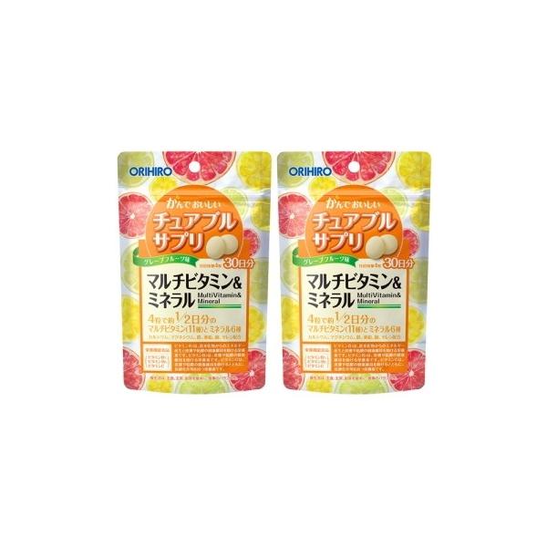 【送料無料発送品】本品は、ビタミンとミネラルを美味しく摂取できるグレープフルーツ味のチュアブル製品です。1日目安量4粒中で約1/2日分のビタミン11種類とミネラル6種類を補給できます。● 商品名 ： かんでおいしいチュアブルサプリ　マルチビ...
