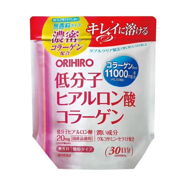 コラーゲンペプチド 5500mg（1日目安量6g中）配合低分子化されたコラーゲンペプチドを1日目安量中に5500mg配合しています。濃密コラーゲンを使用しているため、11000mg相当 （PO ・OG換算）としっかり補給できる製品です。