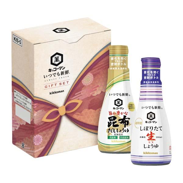 【包装なしを選択することで、資材の削減とごみの増加を防ぐことができ地球環境の保護と持続可能な社会の実現（SDGs）に貢献することになります。 】好評のしぼりたて生しょうゆと旨み豊かな昆布だししょうゆが入った200ml2本のギフトセットです。...