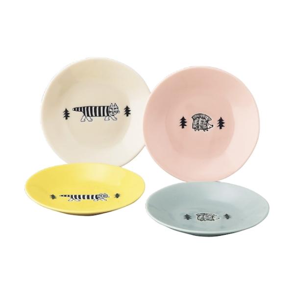 キャラクターたちの森のお散歩をテーマにしたデザインが魅力の食器。北欧らしい淡いイエローとグレーが使われた、どんな料理にも馴染みやすいシリーズです。シンプルな色味の食器たちが食卓を彩ります。　　　■ 仕様：13.5cmプレート：本体サイズ(m...