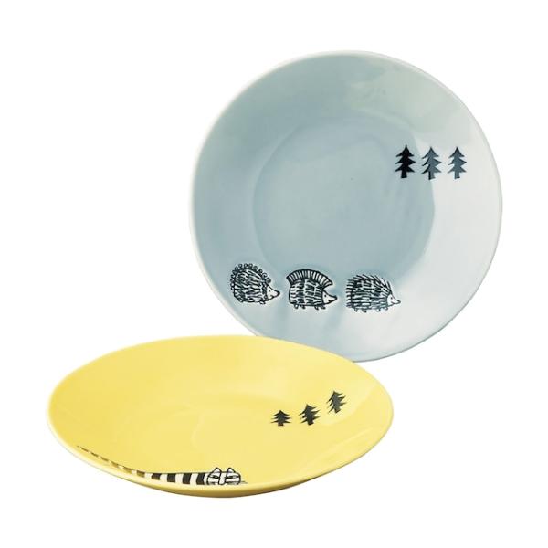 キャラクターたちの森のお散歩をテーマにしたデザインが魅力の食器。北欧らしい淡いイエローとグレーが使われた、どんな料理にも馴染みやすいシリーズです。シンプルな色味の食器たちが食卓を彩ります。　　　■ 仕様：22cmパスタプレート：本体サイズ(...