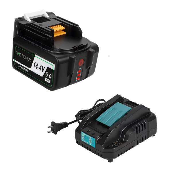 【互換 マキタ 14.4V バッテリー大容量互換バッテリー】 本製品はマキタ14.4Vシリーズ対応のリチウムイオンバッテリー「BL1460B」1個 + 14.4V/18V DC18RC 互換品 充電器セット。マキタ 14.4V バッテリー対...